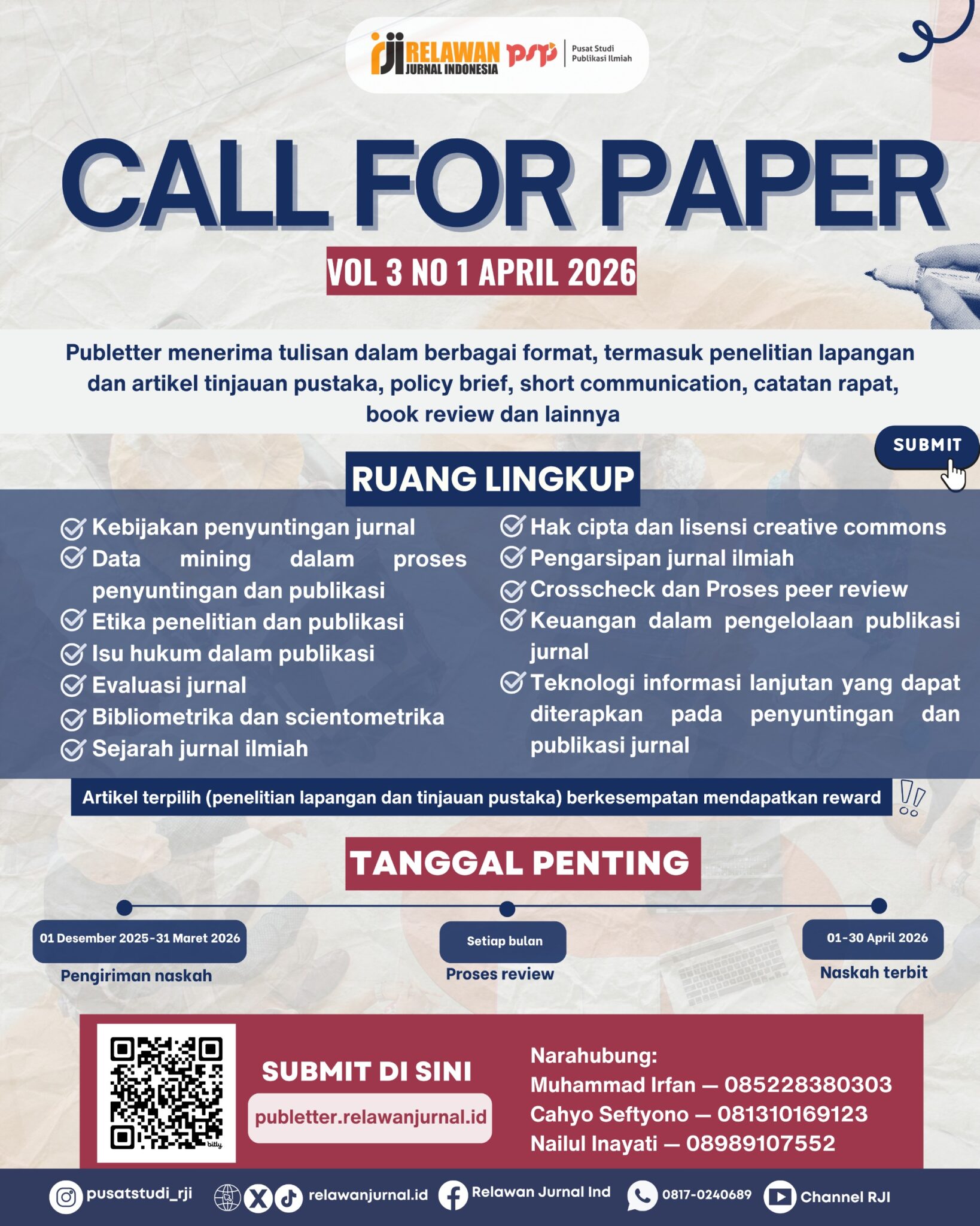 [CALL FOR PAPER — PUBLETTER EDISI APRIL 2026] – RJI